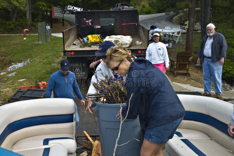 Volunteers Cleaning after a Storm Editorial Image - Image of lake ...