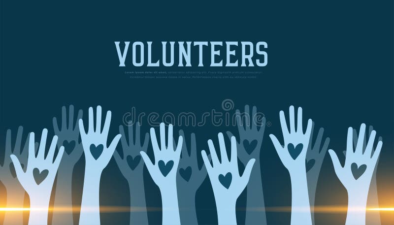 Volunteers Community Raising Hand Up Banner with Light Effect Stock ...