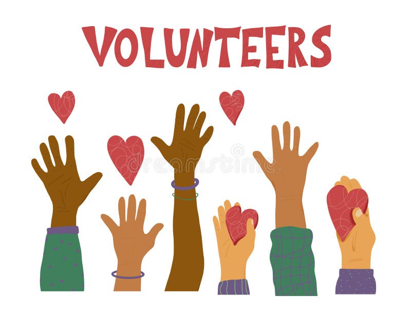 Volunteers Hands Up Concept. Vector Simple Design Stock Vector ...
