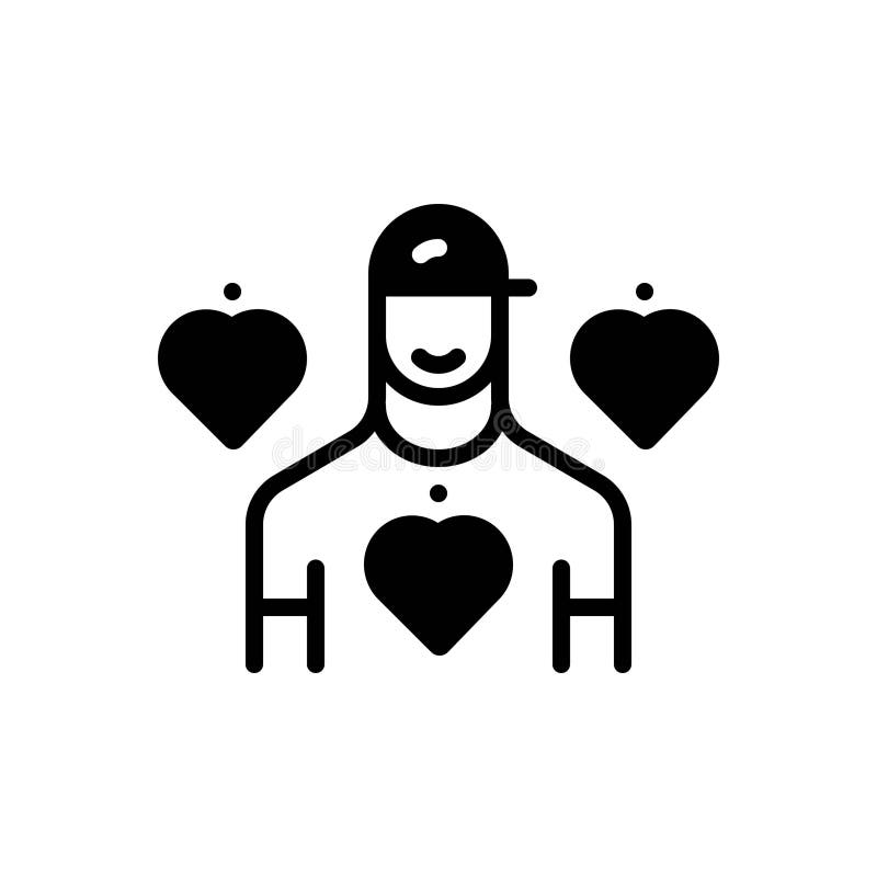 Black Solid Icon for Volunteers, Helpful and Services Stock ...