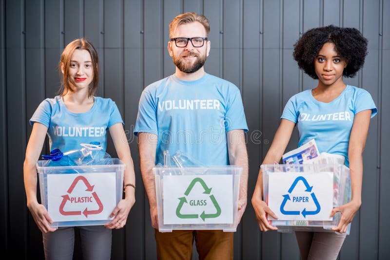Volunteers with Sorted Waste Stock Image - Image of selective, separate ...