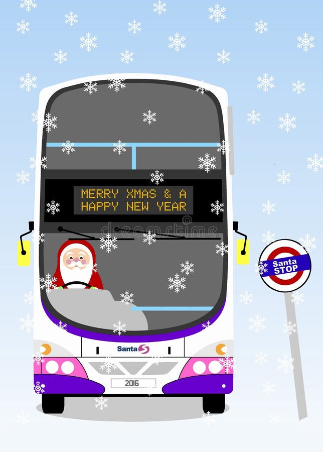 Volvo Gemini First Santa Bus Christmas Card Picture. Image: 86005513