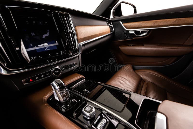 Volvo S90 Brown Leather Interior Editorial Photography - Image of ...