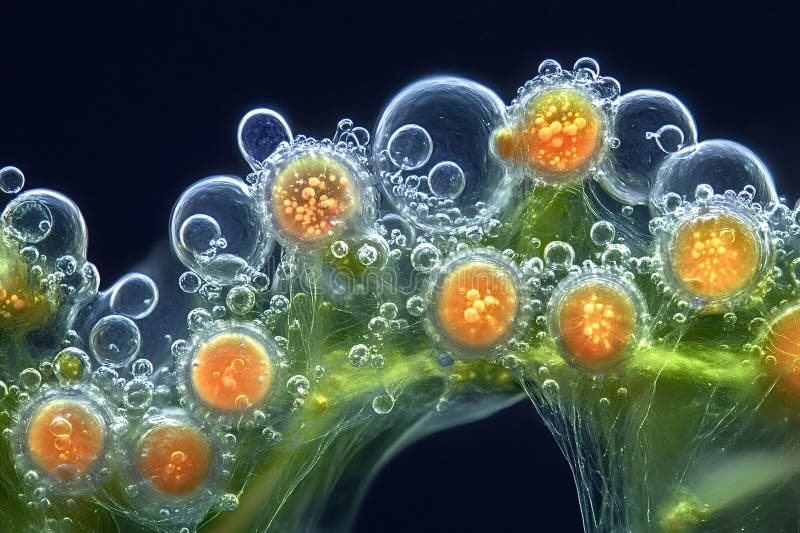 Volvox Algae Releasing Daughter Colonies Creating Oxygen Bubbles Stock ...