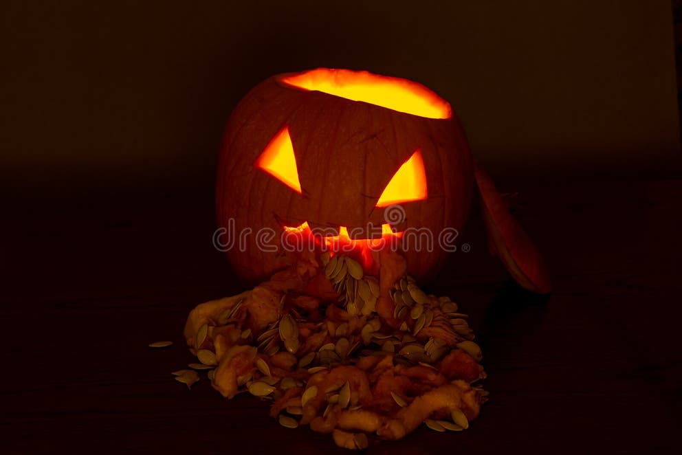 Vomiting Halloween Pumpkin Lantern Stock Photo - Image of carved ...