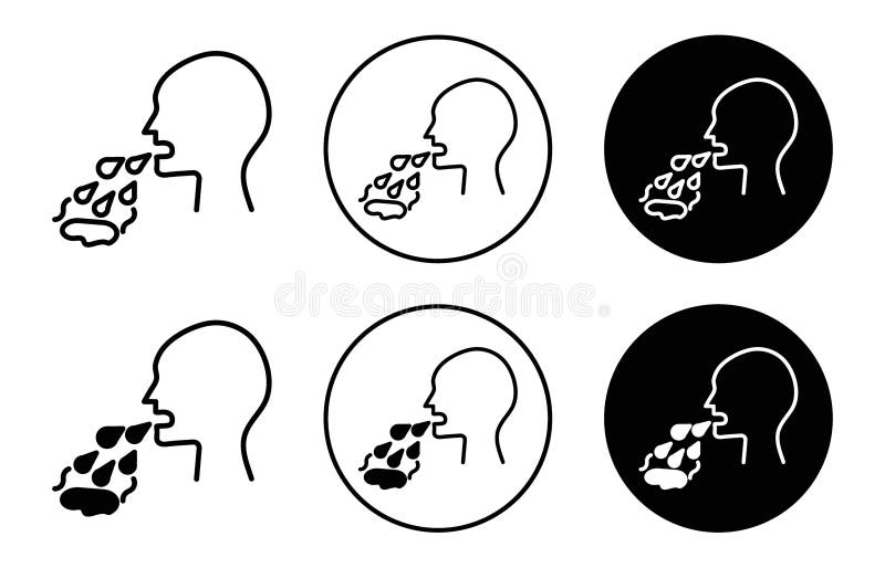 Vomiting Man Line Icon Outline Flat Icon Stock Vector Illustration Of