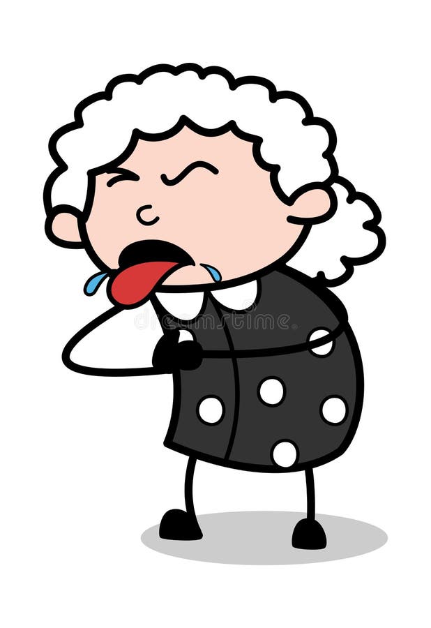 Vomiting - Old Cartoon Granny Vector Illustration Stock Illustration ...