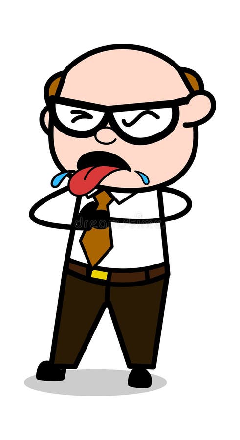 Vomiting - Retro Cartoon Carpenter Worker Vector Illustration Stock ...