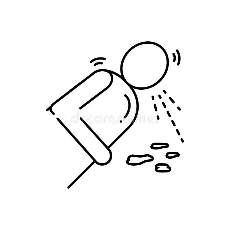 Black Line Icon for Vomiting, Nausea and Diarrhea Stock Illustration ...