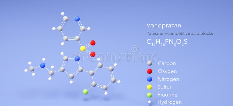 Vonoprazan Molecule, Molecular Structures, Voquezna, 3d Model ...