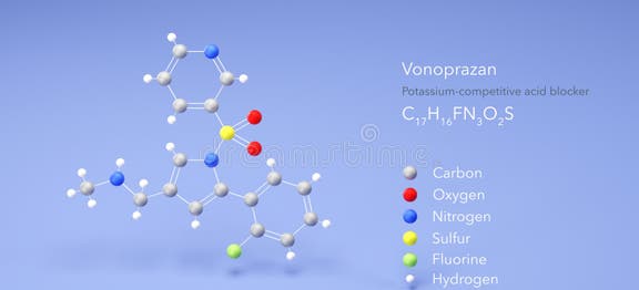 Vonoprazan Molecule, Molecular Structures, Voquezna, 3d Model ...