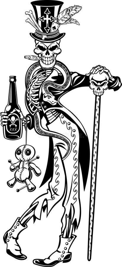Voodoo Character Baron Samedi, a Loa of the Dead Stock Vector ...