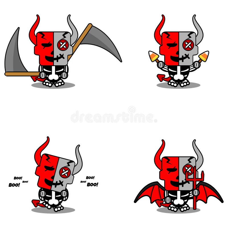 Voodoo Devil Doll Mascot Set Bundle Halloween Stock Vector ...