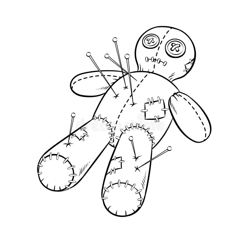 Voodoo Doll Drawings Sketch Coloring Page