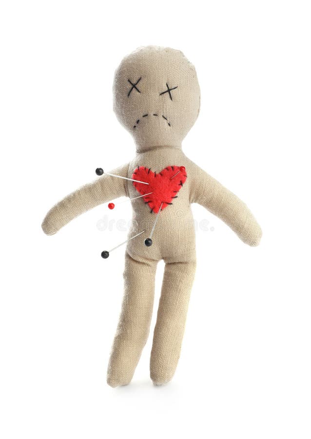 Voodoo Doll with Pins Isolated on White Stock Image - Image of handmade ...