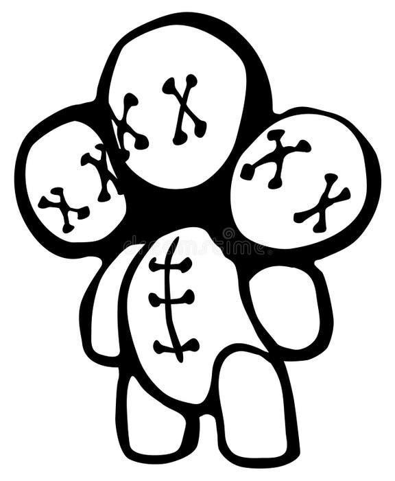 Voodoo Doll Three Head Stencil Stock Vector - Illustration of majority ...