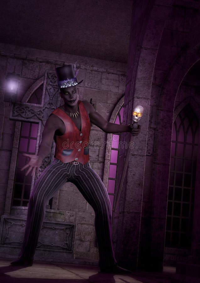 Voodoo Man with a Cross Behind His Back. Stock Illustration ...