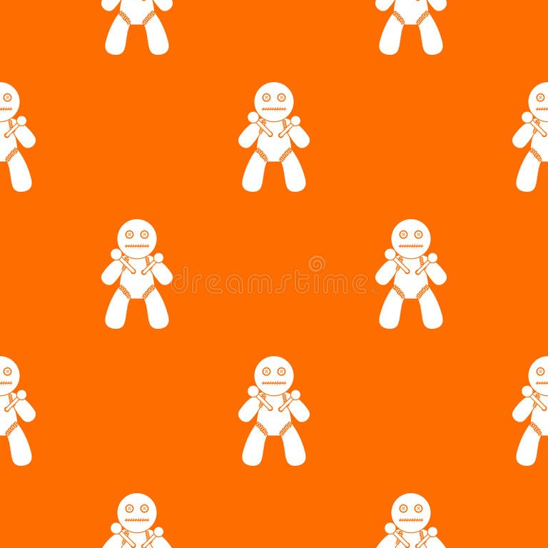 Voodoo Pattern Vector Orange Stock Vector - Illustration of doll, icon ...