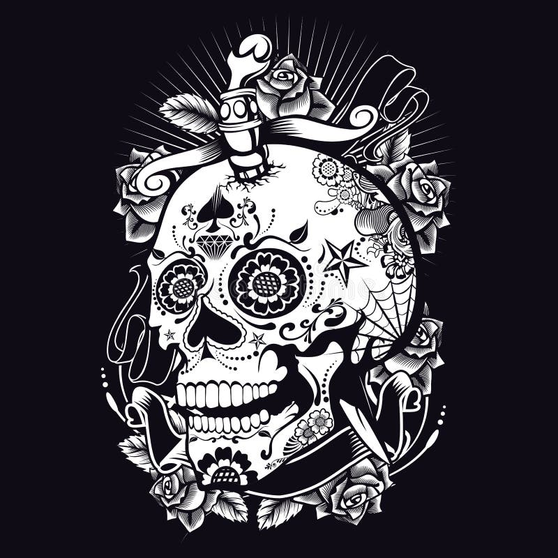 Voodoo Sugar Skull stock vector. Illustration of element - 35443757