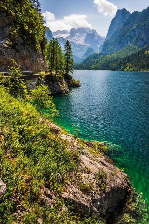 Gosausee Lake with Dachstein Behind, Austria Stock Image - Image of ...