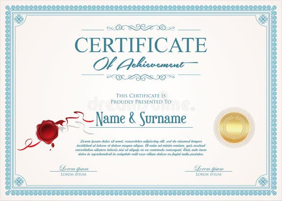 Vorlage Der Bescheinigung Oder Retro- Des Entwurfs Des Diploms Vektor Abbildung - Illustration ...