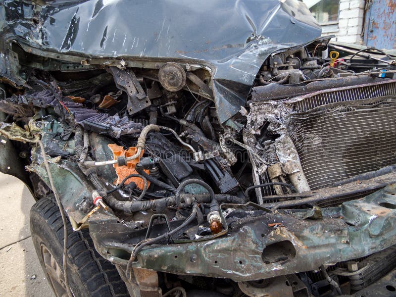 Front Part of a Passenger Car Smashed in an Accident Editorial Stock ...