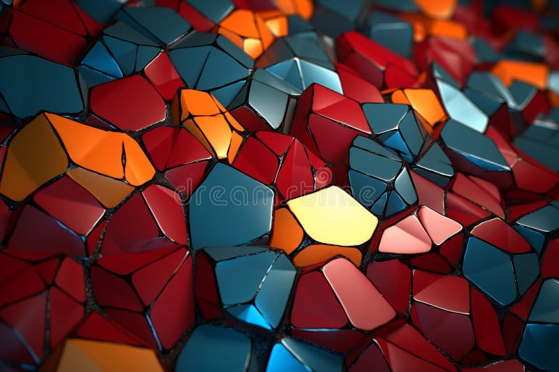 Outlined Rocks Abstract 3d Background Unique Voronoi Block Texture