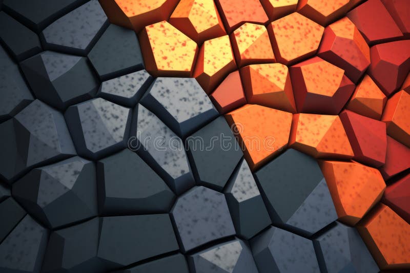 Clashing Color Rocks Abstract 3d Background Unique Voronoi Block