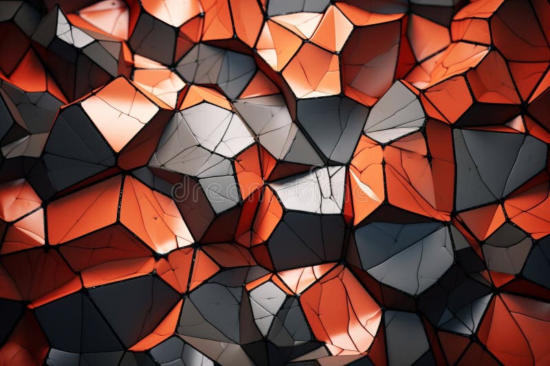 Cracked Glossy Rocks Abstract 3d Background Unique Voronoi Block