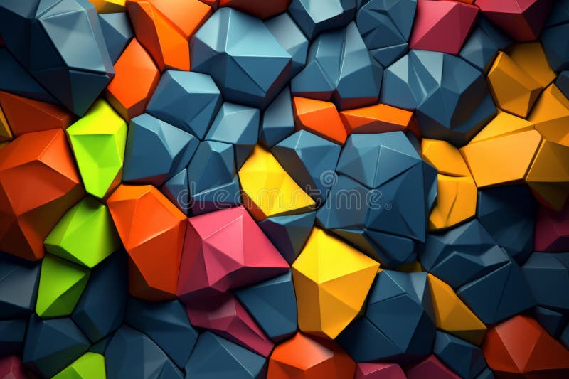 Vibrant Voronoi Block Texture Bright Sleek Rocky Abstract 3d