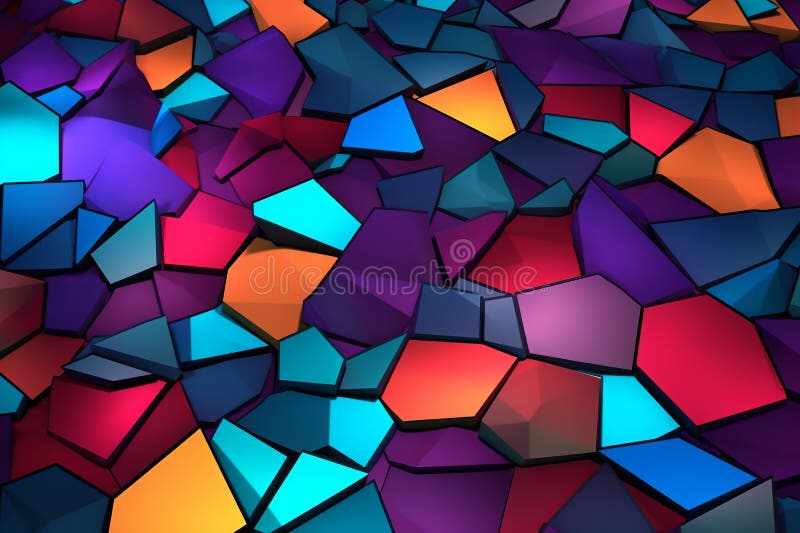 Vibrant Voronoi Block Texture Glowing Shards Abstract 3d Background