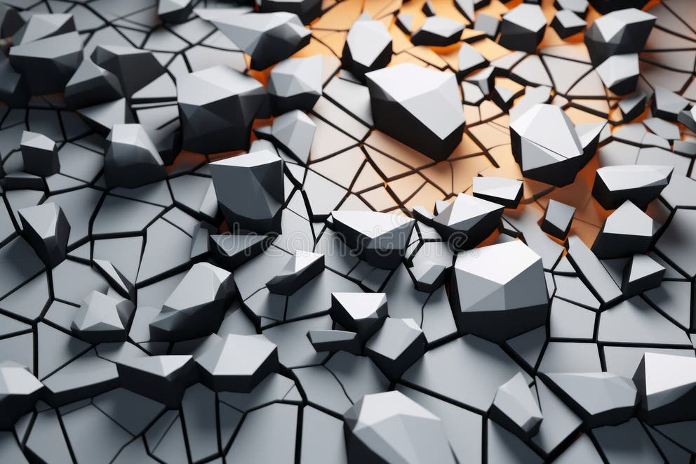 Vibrant Voronoi Block Texture - Grey Gradient Abstract 3D Background ...