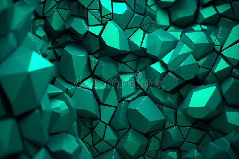 Vibrant Voronoi Block Texture Deluxe Emerald Abstract 3d Background