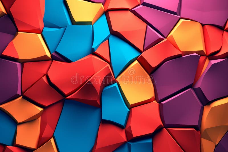 Vibrant Voronoi Block Texture Sharp Colorful Rocks Abstract 3d