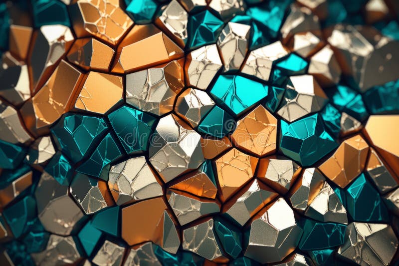 Vibrant Voronoi Block Texture Ultra Glossy Jewels Abstract 3d