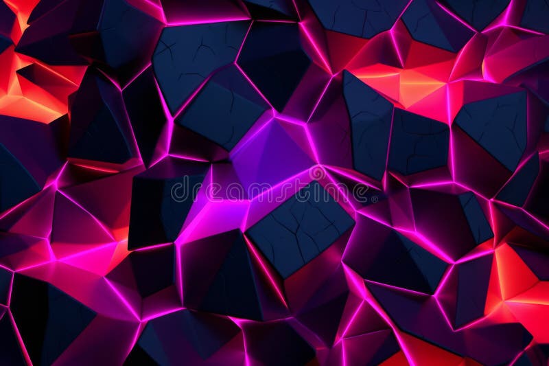 Vibrant Voronoi Block Texture Glowing Violet Abstract 3d Background