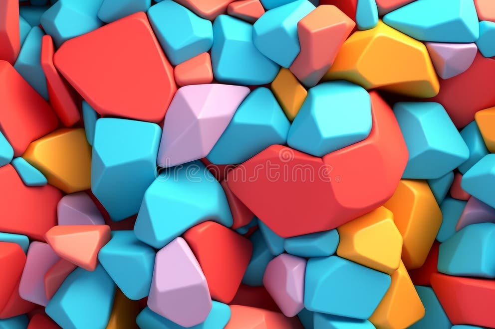 Vibrant Voronoi Block Texture - Joyful Colors Abstract 3D Background ...