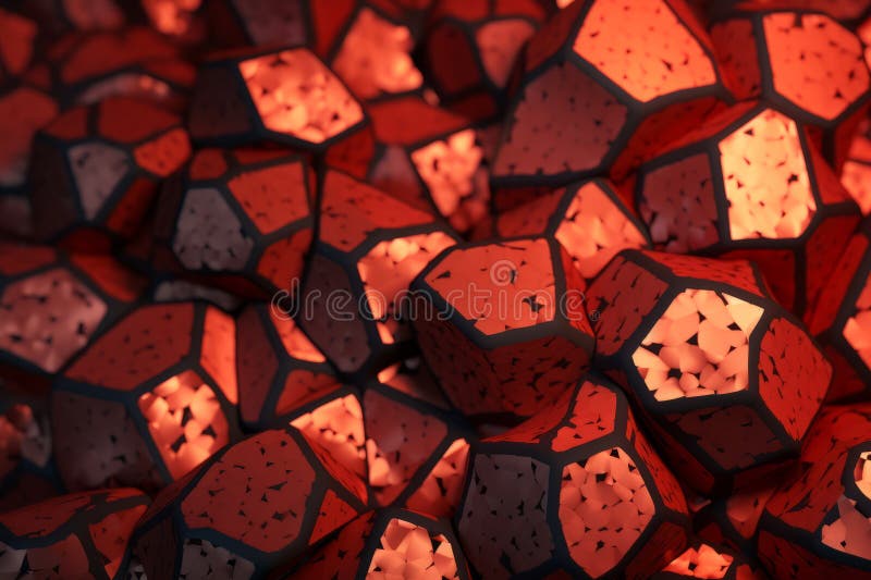 Vibrant Voronoi Block Texture Gritty Red Abstract 3d Background Stock