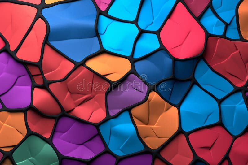 Vibrant Voronoi Block Texture Grooved Colorful Abstract 3d Background