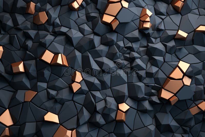 Vibrant Voronoi Block Texture Rocky Black Abstract 3d Background