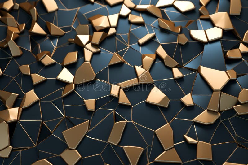Vibrant Voronoi Block Texture Sporadic Gold Abstract 3d Background