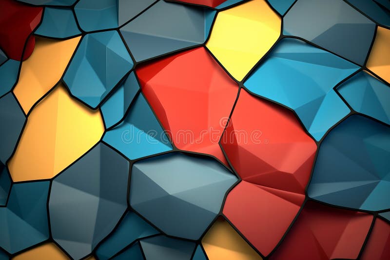 Vibrant Voronoi Block Texture Colorful And Segmented Abstract 3d