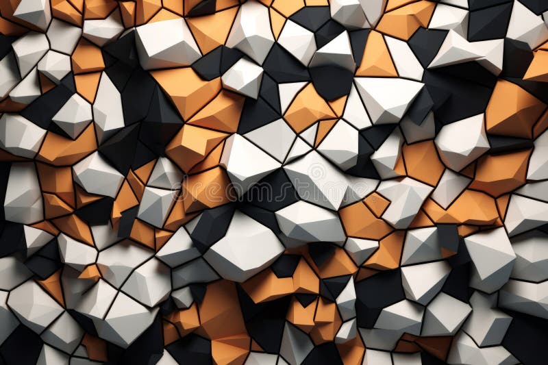 Vibrant Voronoi Block Texture Tan Black And White Abstract 3d
