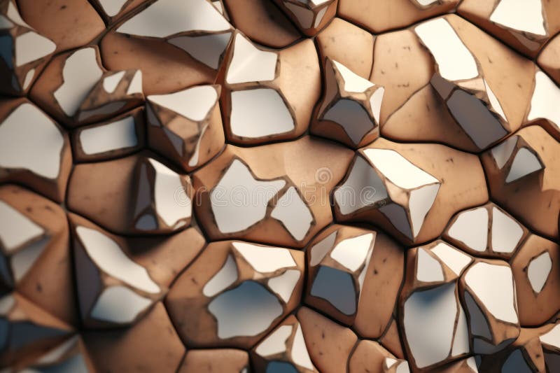Vibrant Voronoi Block Texture Rocky Brown Abstract 3d Background
