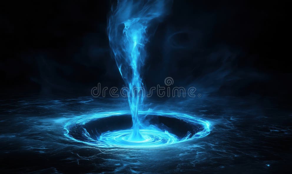 Vortex of Blue Energy Swirling in Dark Space with Glowing Effects Stock ...