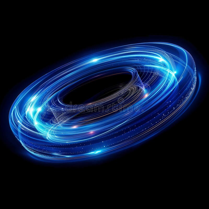 Vortex of Blue Light Spinning in Dark Digital Space Stock Photo - Image ...