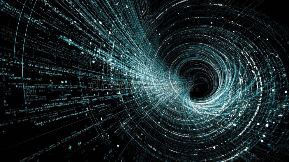 Vortex of Code Strings Forming a Spiral Abstract Background in a ...