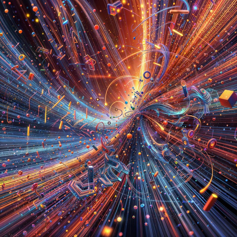 Cosmic Whirlwind: Vortex of Orange and Blue Luminescence, Generative Ai ...