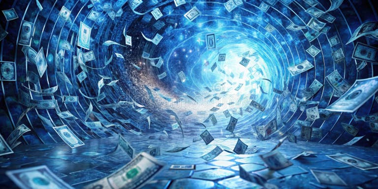 A Vortex of Currency in a Celestial Tunnel. Generative AI Stock Illustration - Illustration of ...