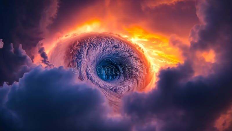 Vortex in Dramatic Sunset Sky with Swirling Clouds, Abstract Nature ...